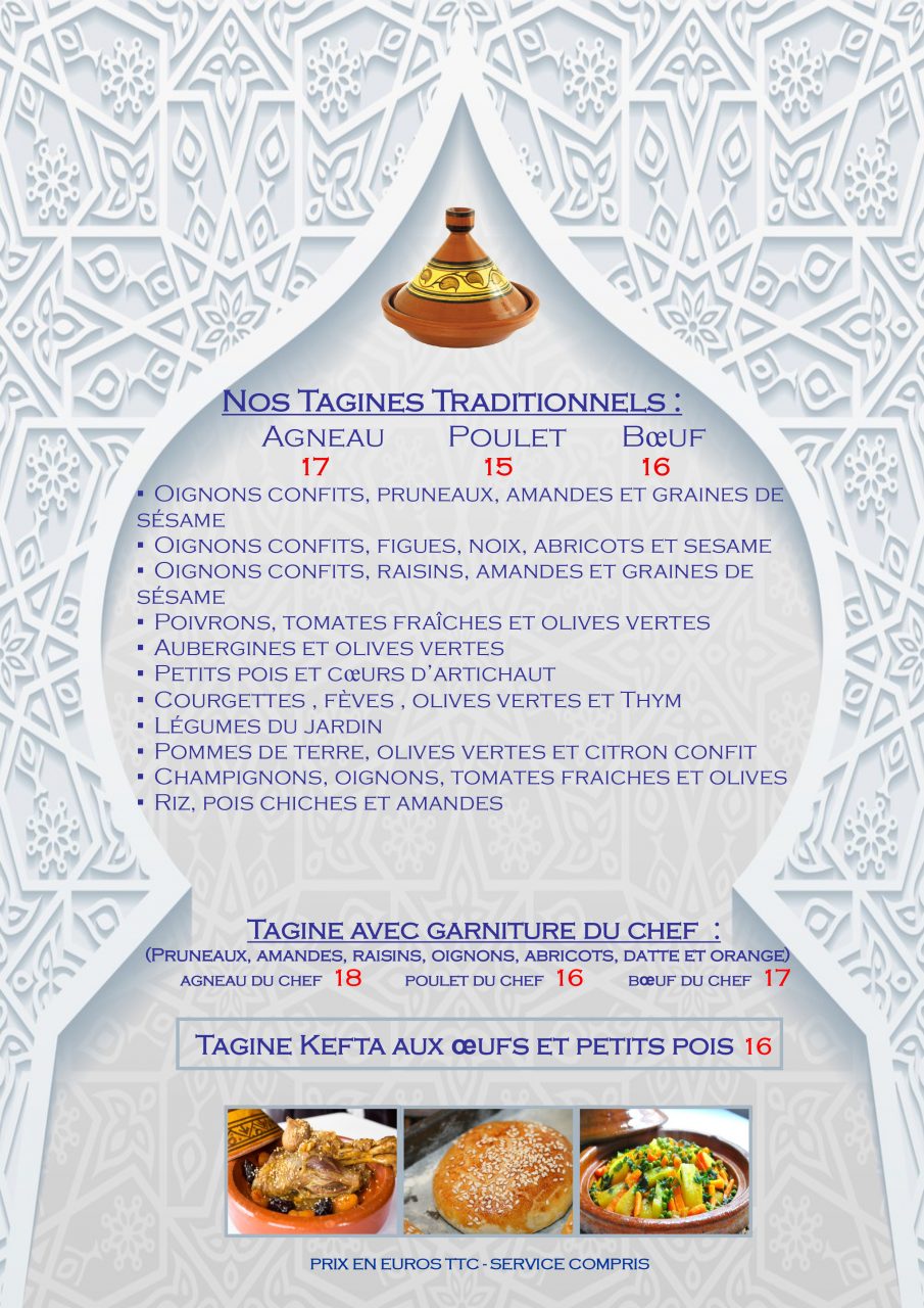 la carte – Table marocaine | Restaurant marocain